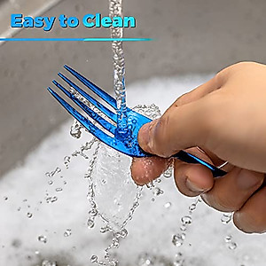 Blue Cutlery Set, 30 Pieces Silverware Set - Stainless Steel Flatware Sets for 6 - Mirror Polished Utensil Set, Essentials Eating Tableware Set for Home&Kitchen,Dishwasher Safe