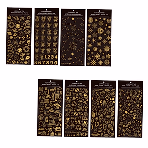 8 Sheets DIY Bronzing Stickers DIY Suitcase Stickers Decorative Decals Diary Decorative Sticker DIY Decals Scrapbook Stickers DIY Stickers Hand Account Stickers Phone Case Decals