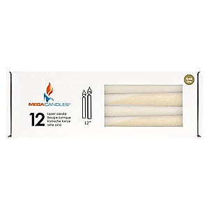 Mega Candles 12 pcs Unscented Gold Taper Candle, Hand Poured Wax Candles 12 Inch x 7/8 Inch, Home Décor, Wedding Receptions, Baby Showers, Birthdays, Celebrations, Party Favors & More