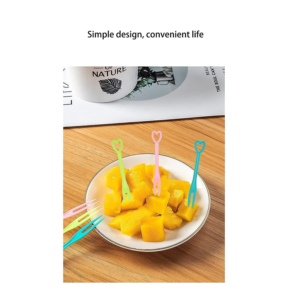 Disposable plastic fruit fork (500pcs) kids fruit fork mini dessert fork Cake fork Food fork Plate fork Birthday, party supplies