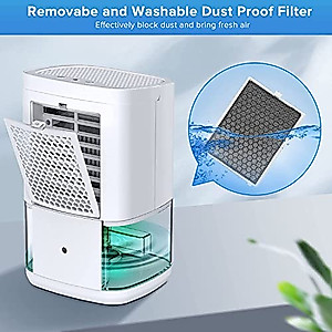 LAOVER Dehumidifiers, 1000ml Dehumidifier for Home, Portable Small Bedroom Bathroom Basement Closet Garage RV Office, Auto Shut Off 7 Colorful LED & Two Working Modes Ultra Quiet, White
