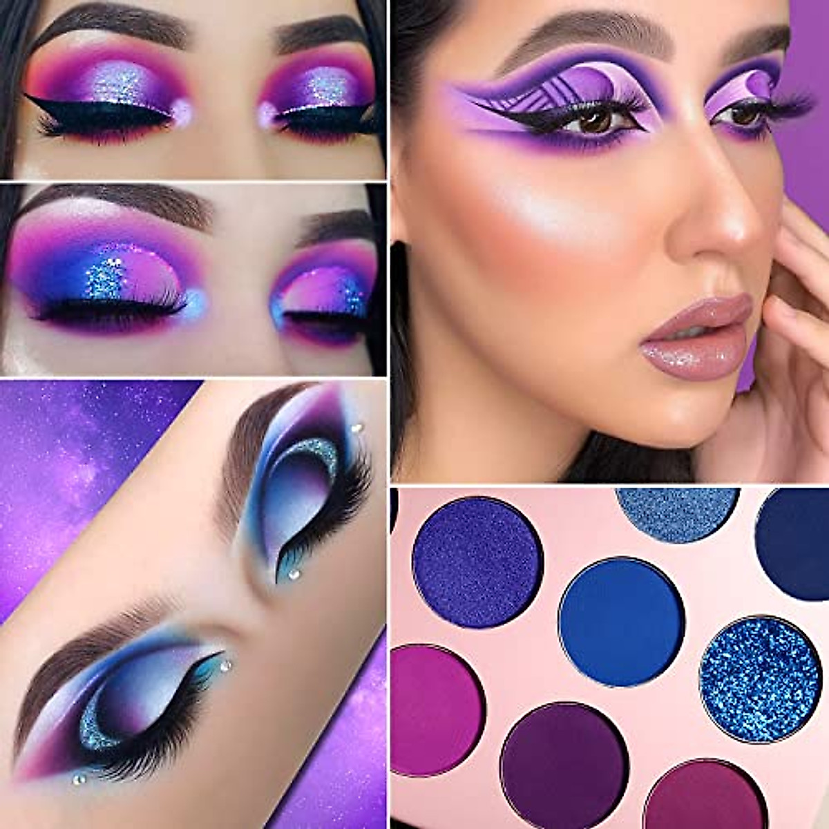 High Pigmented Eyeshadow Palette, 24 Colors with Green Blue Purple Matte Shimmer Glitter Eye Shadow Pallets, DE’LANCI Professional Waterproof Longlasting Makeup Pallettes for Green Blue Hazel Eyes