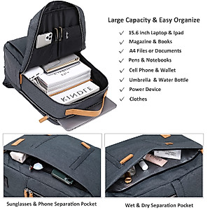 Smart Laptop Backpacks 15.6 inch for Women Men Business Travel Weekender Carry on Backpack
