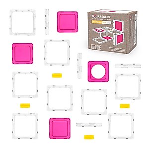 SQUAREGLES More Squares & Edge Frames Set 20 Pieces Magnetic Building Blocks Kids Magnetic Tiles STEM Toys for Kids 4-10 Yr Olds, STEAM Learning, Science Toy, Requires an Essential Set to Play