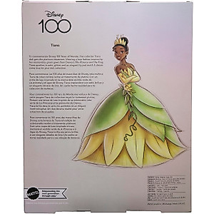 Mattel Disney Princess Toys, Collector Tiana Doll Celebrating Disney 100 Years of Wonder, Inspired by the Movie The Princess & The Frog