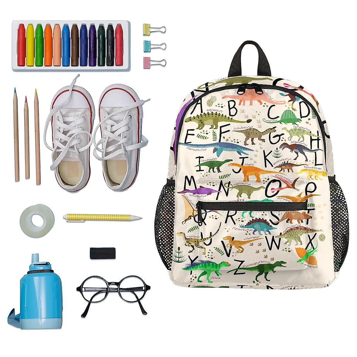 Cute Alphabet Dinosaur Toddler Backpack for Kids Boys Girls Childish Dino Kid's Backpack Preschool School Children Bag Bookbag Nursery Junior Primary Student Travel Bag Schoolbag for Junior Primary