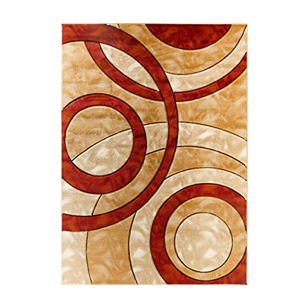 GLORY RUGS Area Rug Modern 8x10 Dark red Circles Geometry Soft Hand Carved Contemporary Floor Carpet Fluffy Texture for Indoor Living Dining Room and Bedroom Area