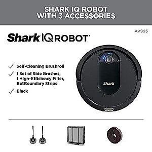 Shark AV993 IQ Robot Vacuum, Self Cleaning Brushroll, Advanced Navigation, Perfect for Pet Hair, Compatible with Alexa, Wi Fi , Black