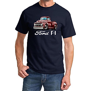 1950 1951 1952 Ford F1 F-1 Pickup Truck Full Color Design Tshirt 2XL Navy Blue