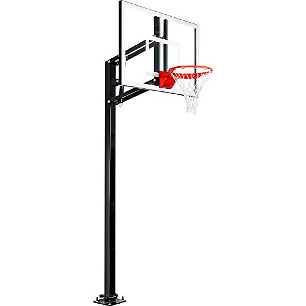 Goalsetter Elite Plus 54” Tempered Glass Backboard In-Ground Basketball Hoop - HD Breakaway Rim, Black (TS44154G3)