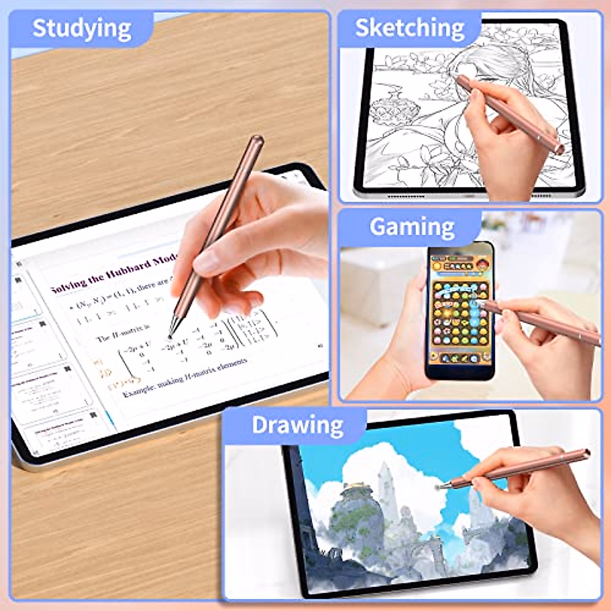 Capacitive Stylus Pen for Touch Screens, High Sensitivity Pencil Magnetism Cover Cap for iPad Pro/iPad Mini/iPad Air/iPhone Series All Capacitive Touch Screens
