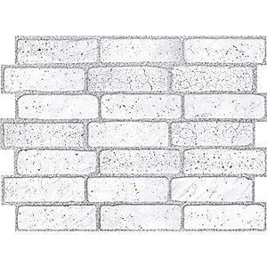 Retro-Art 3D Wall Panels, Pack of 10, Old Brick in White, PVC, 17.5" x 23.75", Cover 28.86 sq.ft. 571OG