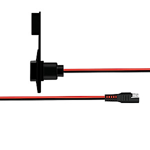 LIXIN 12AWG SAE Cable- Weatherproof SAE Socket Sidewall Port, (2 Pack) SAE Waterproof Quick Connect Panel Mount for Motorcycle Generator Battery Charger and More