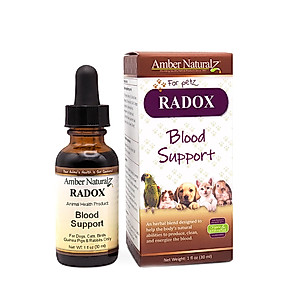 AMBER NATURALZ Radox Blood Support Herbal Blend for Dogs, Cats, Birds, Guinea Pigs, and Rabbits | Herbal Pet Supplement for Circulation and Iron | 1 Fluid Ounce Glass Bottle | Manufactured in The USA