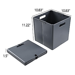 Drephia 4-Pack Foldable Cube Storage Bins, Collapsible Plastic Storage Cubes Bin, Gray
