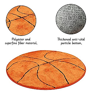 JeogYong Basketball Rug, Soft and Comfy Sports Themed Round Area Rugs Bedroom Living Room Carpet Kitchen Mat Bath Rugs for Bathroom, Basketball Themed Room Decor for Kids Bedroom Men Cave