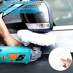 6PCS 6 Inch Wool Polishing Buffing Pads, Wool Buffing Pad, Bonnet Buffing Polishing Pads Wool Polisher Pad Kit, Drawstring Design Polisher Buffing Pads for Car Buffer Polisher Compounding, Polishing