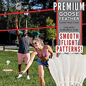 Franklin Sports Elite Badminton Volleyball Combo Net Set - Includes Volleyball,Badminton Rackets,Birdies, Poles/Net, Stakes, Ropes, Boundary Kit - Beach or Backyard Badminton - Easy Setup