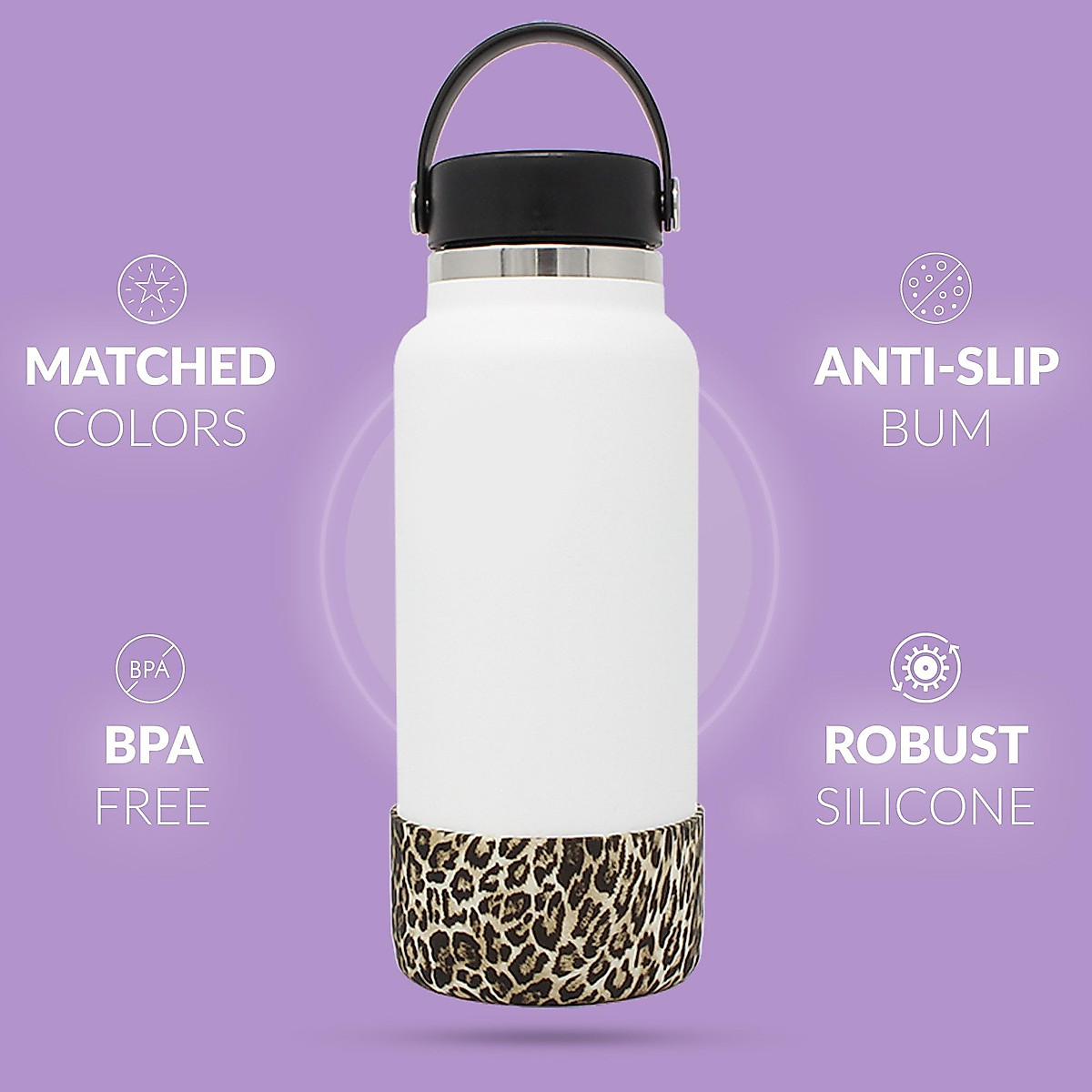 REUZBL Protective Silicone Bottle Boot for Owala FreeSip 40 oz, Hydro Flask 32-40 oz, Iron Flask, Takeya, Thermoflask, and Similar Wide Mouth Water Bottles, Protective Bottle Accessory