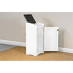 Pemberly Row 16" Farmhouse Wood Trash Box in White/Dark Brown