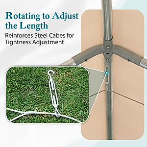 PHI VILLA 10x20 ft Heavy Duty Carport Car Canopy Garage Boat Shelter Party Tent（ith 4 Sand Bag）,Beige