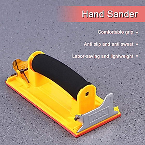 Hubaow Hand Sander, Sandpaper Holder with Sponge Handle, 7 x 3.5 inch Manual Hand Sanding Block for Drywall Wood Metal Furniture Polishing, 1 Pack