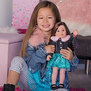 Adora Amazon Exclusive Amazing Girl - 18” Realistic Doll in Soft Vinyl, Huggable Body and Trendy Outfit, Perfect Birthday Gift for Ages 6 and Up - Emma Sparkles