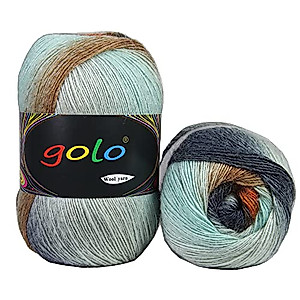 golo Wool Yarn for Knitting 550yd 0.22Ib Cachemire Multicolor Rainbow Yarn (Orange-Black)