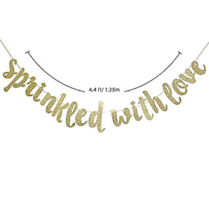 Sprinkled with Love Glitter Gold Banner , Baby Sprinkle Banner ,Baby Shower, Gender Reveal Party , Glitter Party Decor (Gold)