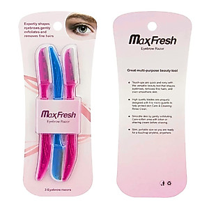 Maxfresh Eyebrow Razor 3 pack, Pink and blue