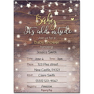 30 Baby Shower Invitations for Boy or Girl with Envelopes (30 Pack) - Baby It's Cold Outside - Gender Neutral - Fits Perfectly with Rustic Wooden Baby Shower Decorations and Supplies