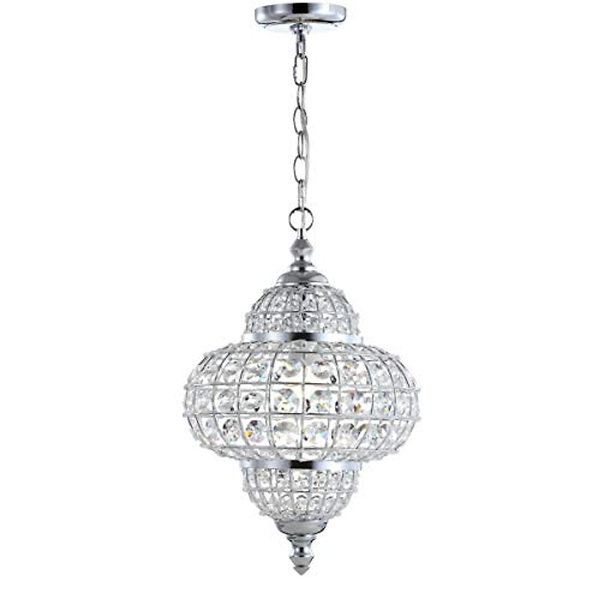 JONATHAN Y JYL6111A Juliette 12" Crystal/Metal LED Chandelier Pendant Chandelier Pendant Glam Contemporary Transitional Dimmable Dining Room Living Room Kitchen Foyer Bedroom Hallway