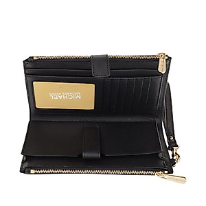 Michael Kors Women's Jet Set Travel Double Zip Wristlet, Black Saffiano, One Size