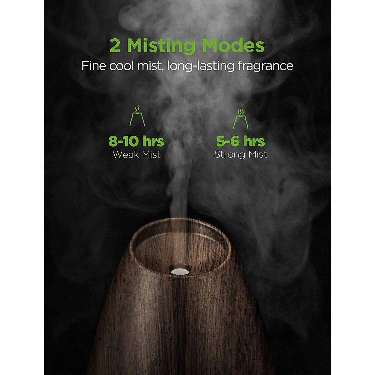 InnoGear Essential Oil Diffusers, 400ml Aromatherapy Diffuser for Essential Oils Cool Mist Humidifier with 4 Timer Adjustable Mist Waterless Auto-Off for Home Office Bedroom, Brown Wood Grain