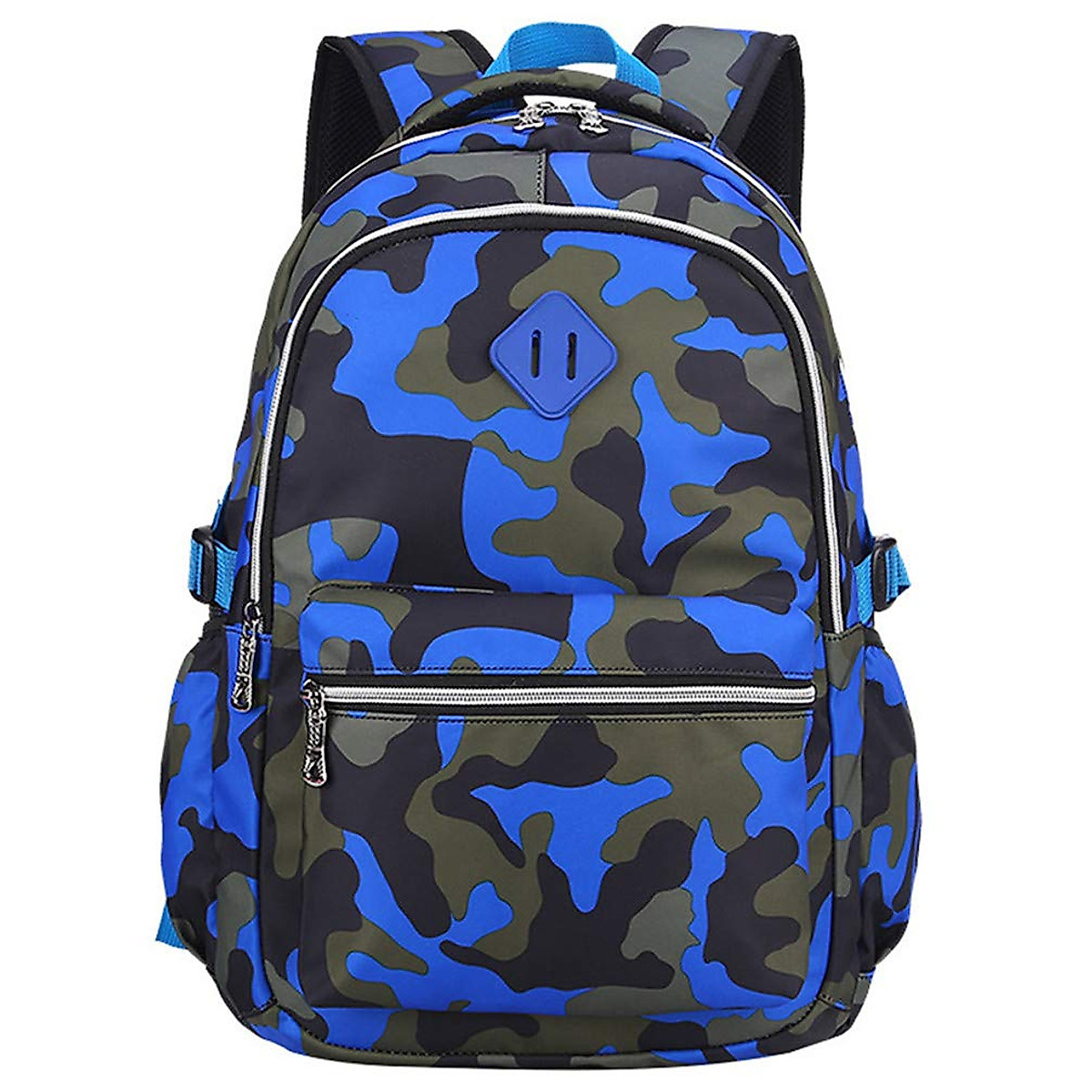 XLERHAZO School Backpack Lunch Box Set Water Repellent Casual Daypack Lightweight Bookbags for Kids (Camouflage Blue)