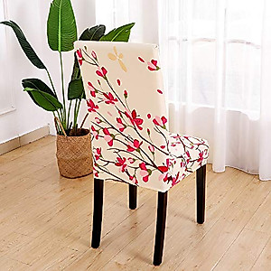 SearchI Dining Room Chair Covers Slipcovers Set of 6, Spandex Super Fit Stretch Removable Washable Kitchen Parsons Chair Covers Protector for Dining Room,Hotel,Ceremony, Flowers