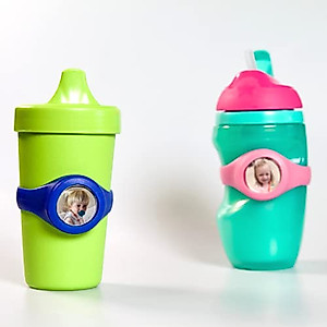 Personalized Baby Bottle and Sippy Cup Label for Daycare Personalized Band with Your Childs Picture Baby Face Band 2 Pack Blue Pink 2 PK