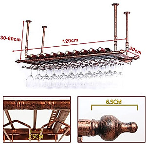 Wine Glass Holder Creative Hanging Wine Glass Holder Upside Down Wine Glass Holde Hanging Wine Glass Holde -47.3", Can Hang 30 Glasses and 11 Red Wine Bottles