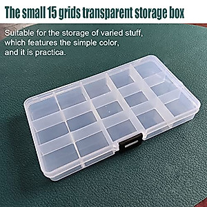 MINGXI 4 Pcs 15 Grids Clear Organizer Box Plastic Storage Container with Adjustable Dividers for Beads Art DIY Crafts Jewelry Fishing Electronics Small Parts