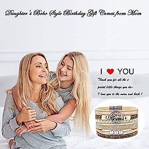 Bracelets for Women Wrap Boho Buckle Stacking Multilayer Leather Wide Layered Family Tree of Life Inspirational Bracelet Mothers Day Birthday Jewelry Gifts for Teen Teenage Year Old Girls