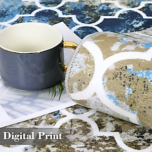 IMINROME Large Area Rug 8x10 Modern Geometric Area Rug Contemporary Abstract Indoor Rug Non-Slip Distressed Throw Rug Non Shedding Floor Carpet for Bedroom Nursery Kids Room, Multi Blue