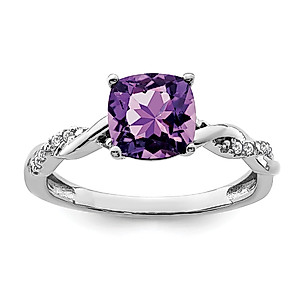 IceCarats 925 Sterling Silver Purple Amethyst Diamond Ring Gemstone Band February Birthstone Jewelry Size 6