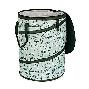 Camco Pop-Up Utility Container | Features Heavy Duty Liner & Zipper Close Lid | Holds 30-Gallon Kitchen-Size Trash Bags | Stands 2-Ft Tall & Collapses for RV Storage and Organization (42996)