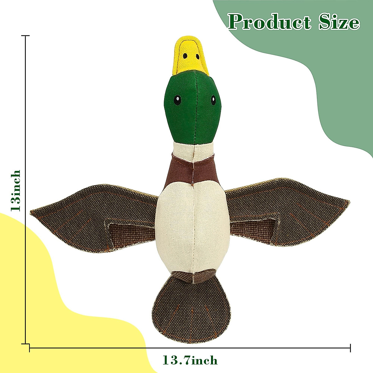 IOKHEIRA Squeaky Dog Toy for Large Breed, Plush with Crinkle Paper, Tug of War for Puppy, Small, Middle Dogs (Brown, Mallard)