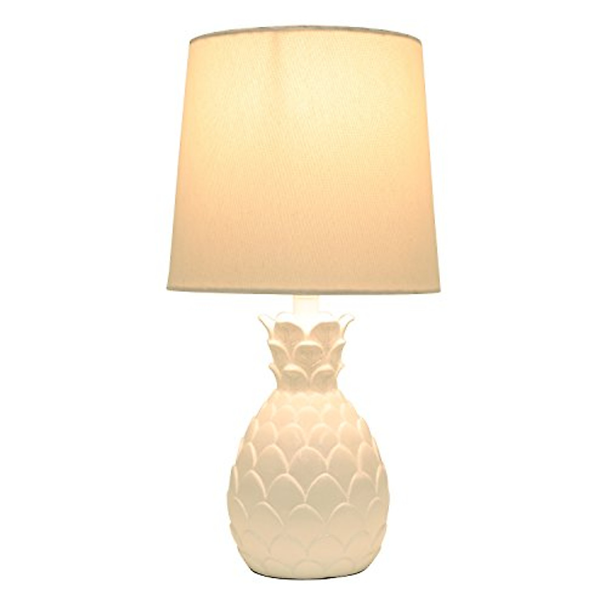 Décor Therapy TL13947 Geraldine Polyresin Pineapple Lamp, High Gloss White