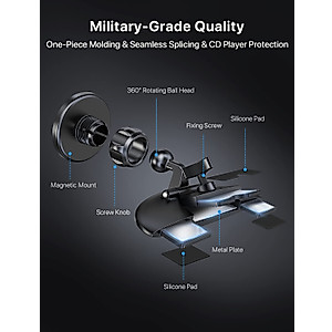 Ciencimy CD Car Mount Compatible with MagSafe iPhone 15 14 13 12 Pro Max Plus, [Built-in Metal Steel] Magnetic CD Slot Phone Holder & [Stable Metal Hook] Car Vent Phone Mount