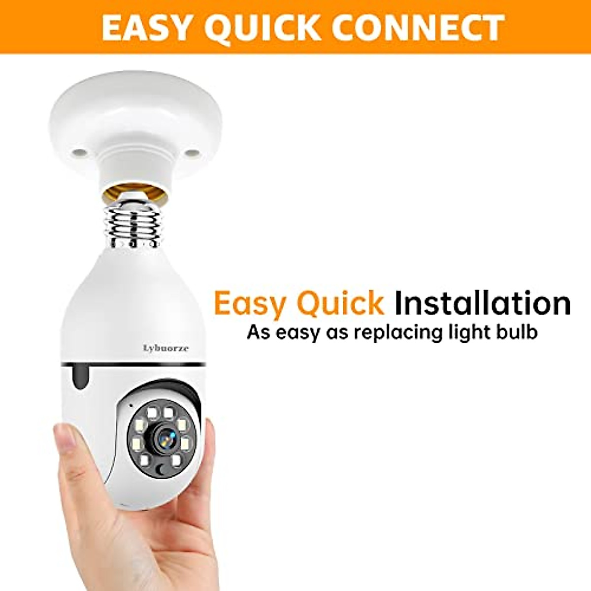 Lybuorze 2K 3MP Light Bulb Security Camera 2 Pack Security Cameras Wireless WiFi Outdoor with Audio Automatic Humanoid Tracking, Full Color Night Vision Phenomenal Cameras for Home Security