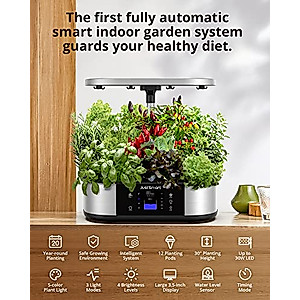 JustSmart WiFi 12 Pods Hydroponics Growing System with APP Controlled, Indoor Garden Up to 30" with 30W 120 LED Grow Light, Silent Pump System, Automatic Timer for Home Kitchen Gardening, GS1 Basic
