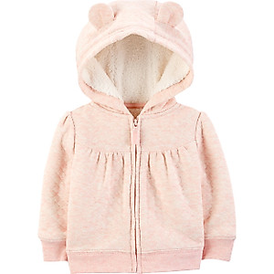 Simple Joys by Carter's Baby Hooded Sweater Jacket with Sherpa Lining, Pink, 6-9 Months
