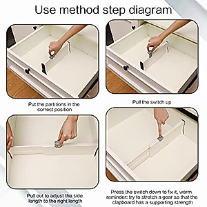 20 Pack Adjustable Drawer Divider Organizers 4'' High Expandable 11-17'' Dresser Drawer Separators Plastic Drawer Organizers Drawer Dividers for Clothes Organization Office Bedroom Bathroom (Beige)